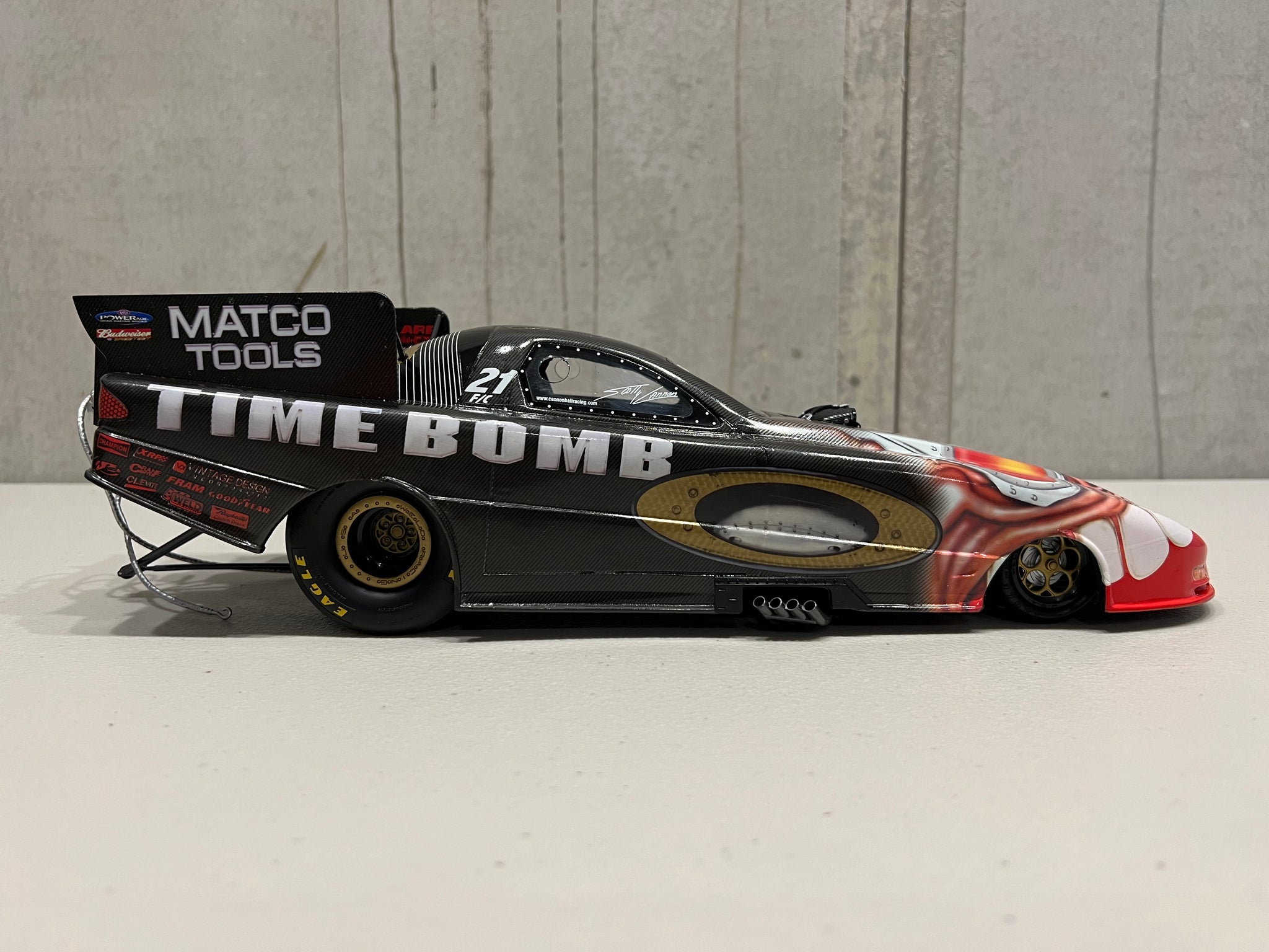2002 SCOTTY CANNON OAKLEY TIME BOMB NHRA FUNNY CAR - 1:16 SCALE MODEL