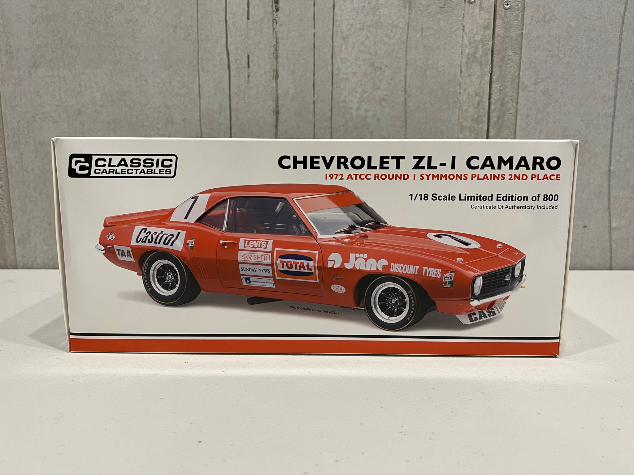 Chevrolet Camaro 1972 ATCC Round 1 Symmons Plains 2nd Place Car 1:18 D